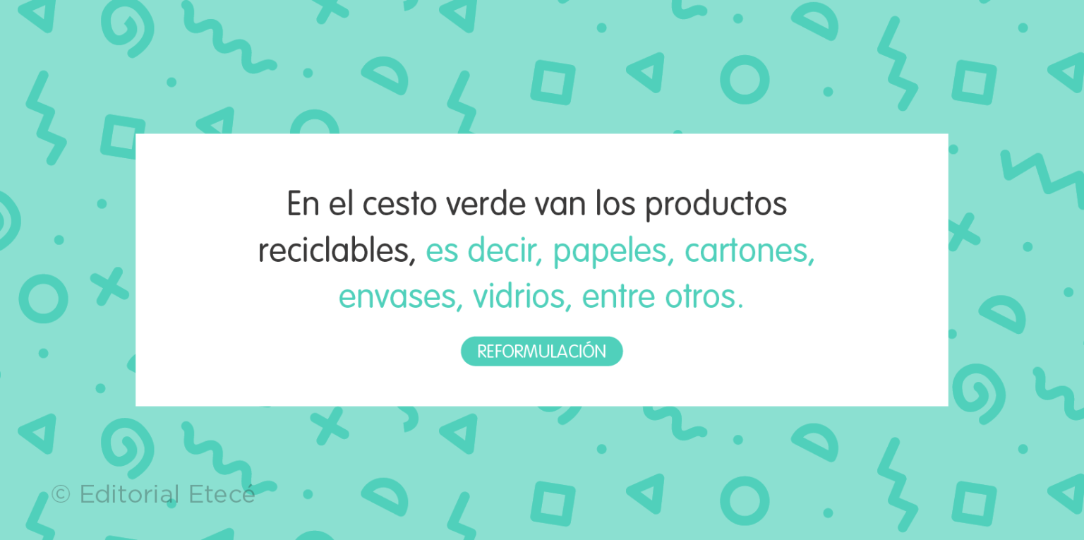 Reformulación - Concepto, función, tipos y ejempos